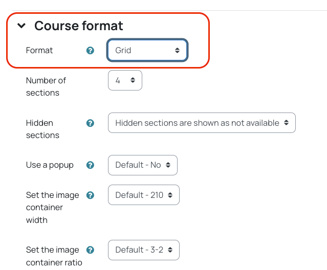 Set up a Grid format for your Moodle page | Support and Information Zone